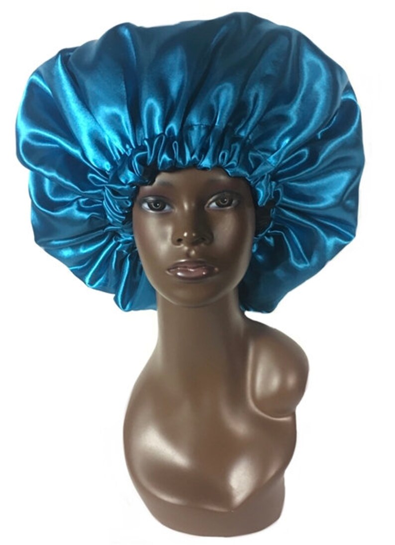 Satin Lined Jumbo Shower Cap Bonnet, Waterproof, Water Resistant, Black ...