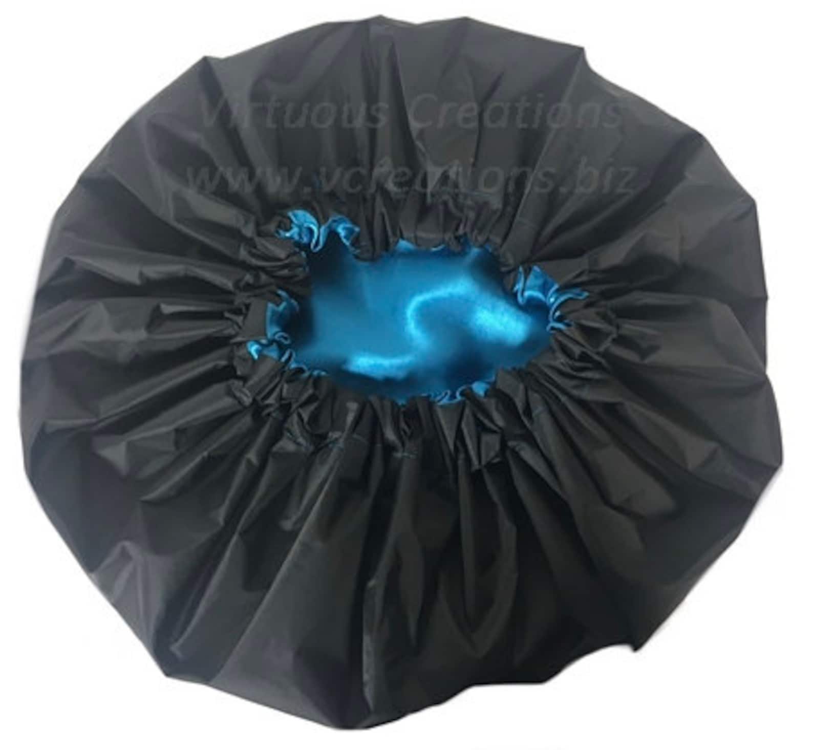 Satin Lined Jumbo Shower Cap Bonnet, Waterproof, Water Resistant, Black ...