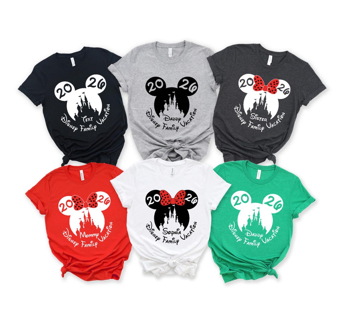 Custom Disney Castle Vacation Tees, Personalized Mickey Minnie 2026 ...