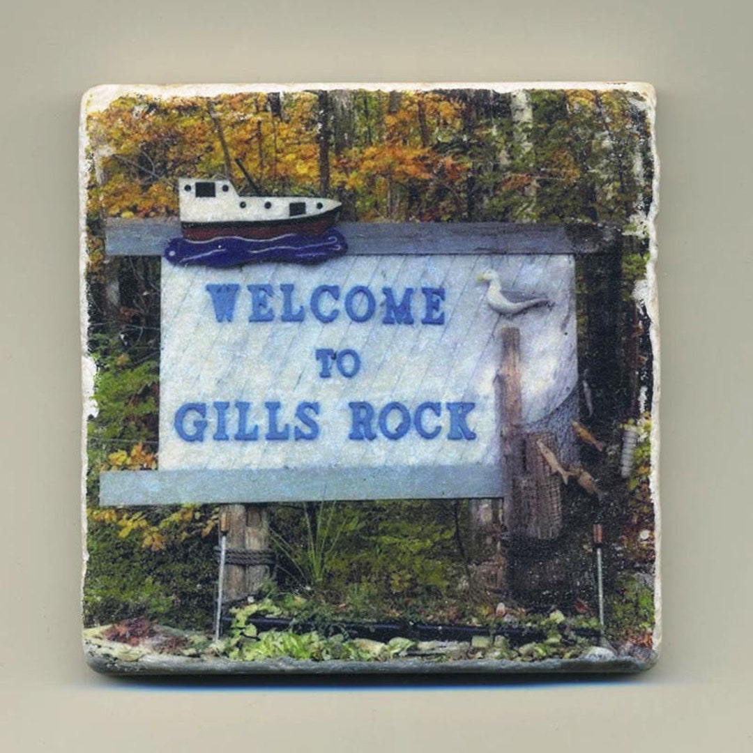 Gills Rock in Door County Coaster, Original Handmade Coaster, Unique ...