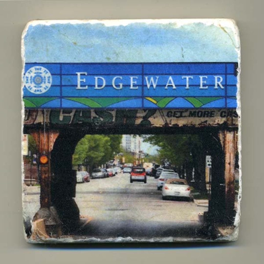 Chicago Coaster, Edgewater Viaduct Sign, Original Handmade Coaster ...
