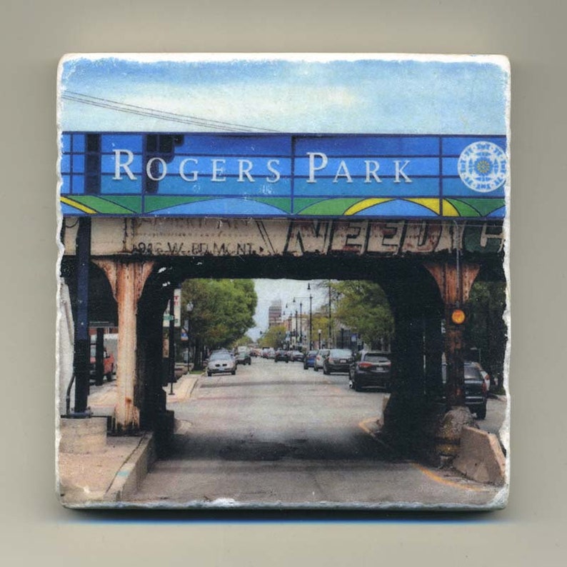 Chicago Coaster Rogers Park Viaduct Sign in Chicago Original - Etsy