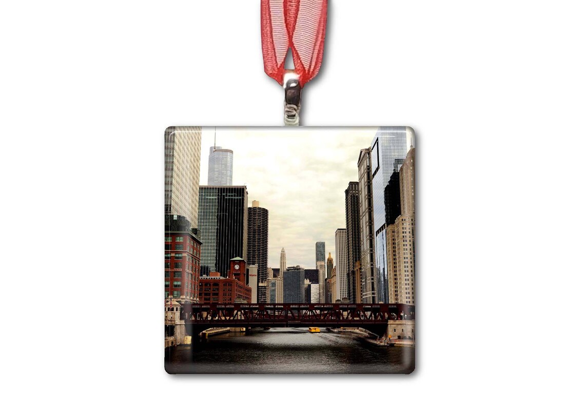 Chicago Riverview Handmade Glass Photo Ornament - Etsy
