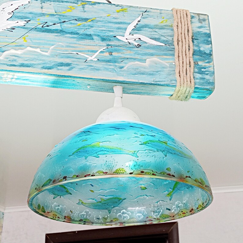 Sea Glass Lamp Sea Glass Chandeliers Sea Lamps Sea Lighting Pendant ...