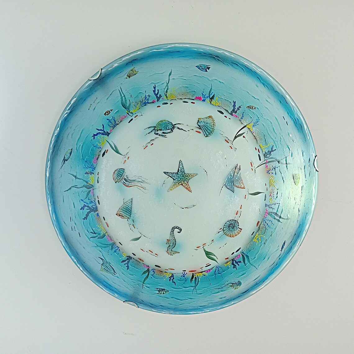 Ceiling Light Fixture Hand Painted Stained Glass Plafond Tropical ...
