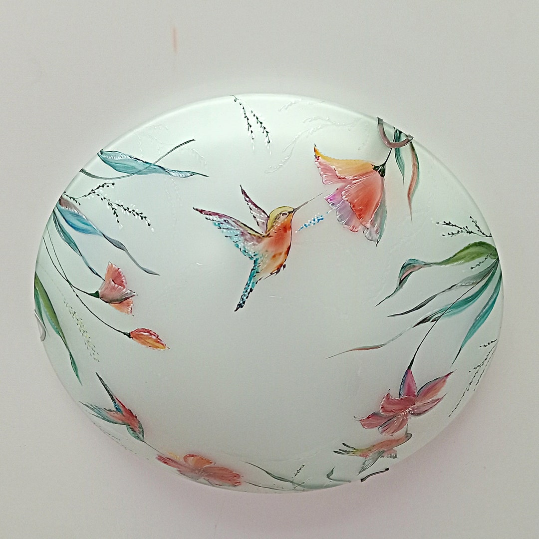 Ceiling Light Fixture Hand Painted Stained Glass Plafond Tropical ...