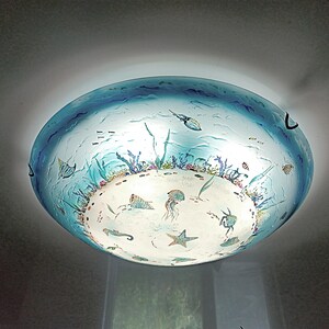 Ceiling Light Fixture Hand Painted Stained Glass Plafond Tropical ...