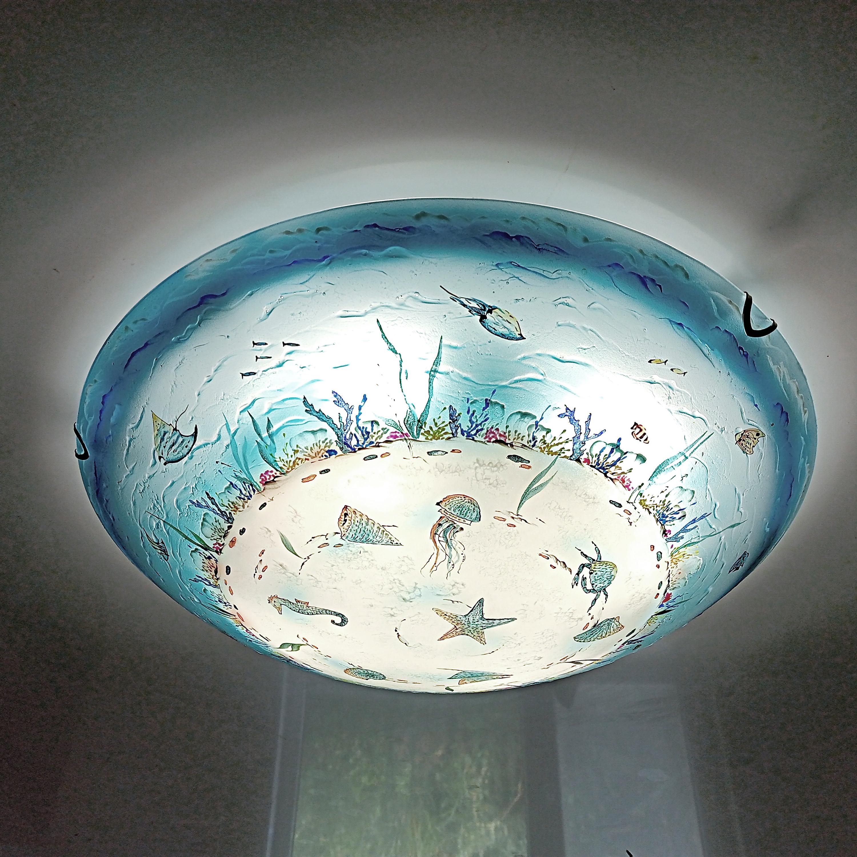 Ceiling Light Fixture Hand Painted Stained Glass Plafond Tropical ...