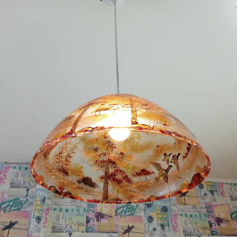 Pendant Light Hand Painted Glass Hanging Stained Glass Kitchen Light ...