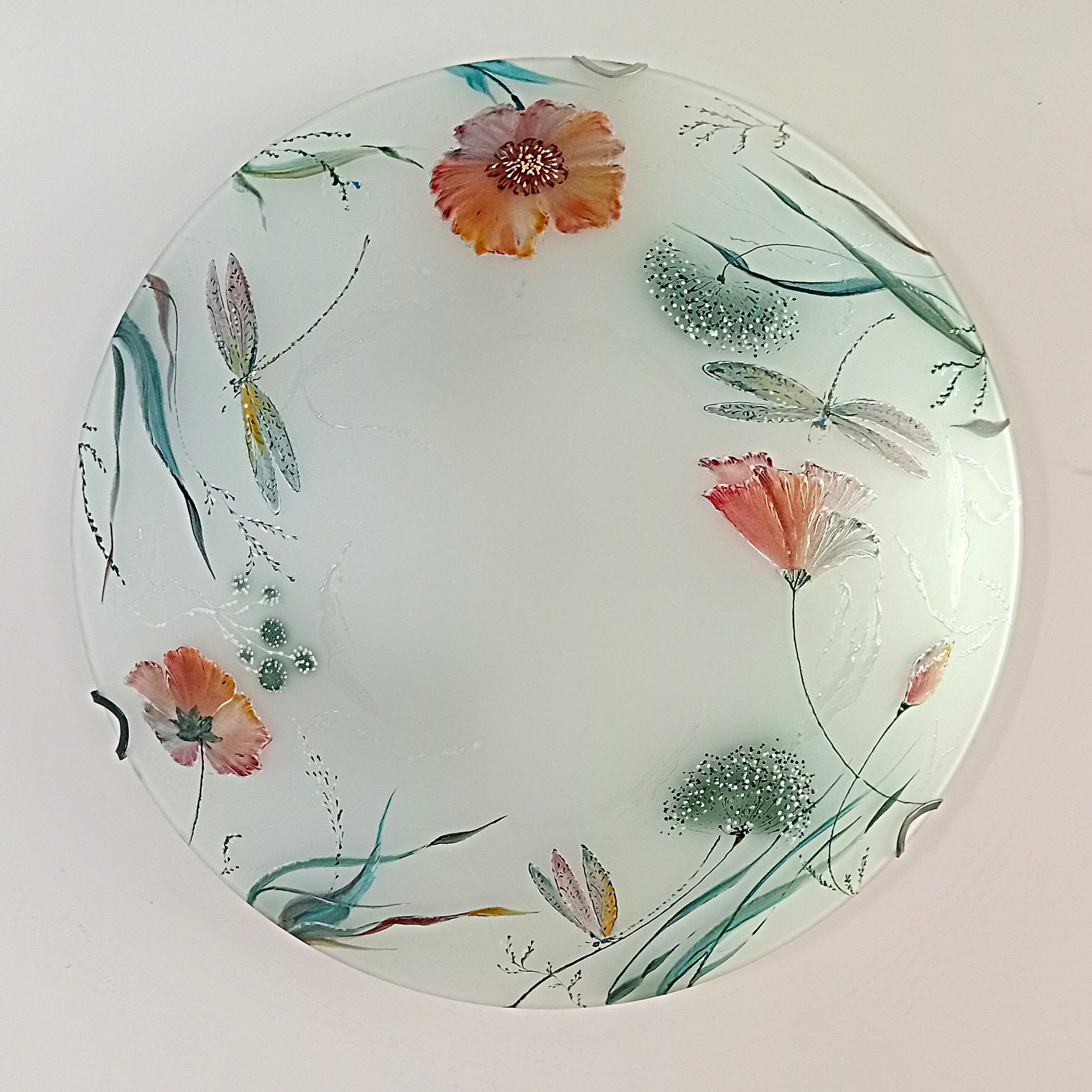 Ceiling Light Fixture Hand Painted Stained Glass Plafond Tropical ...