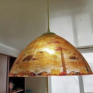 Pendant Light Hand Painted Glass Hanging Stained Glass Kitchen Light ...