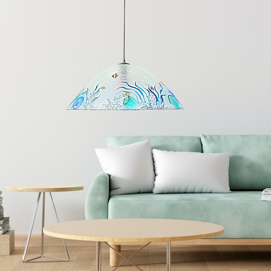 Sea Glass Lamp Sea Glass Chandeliers Sea Lamps Sea Lighting Pendant ...