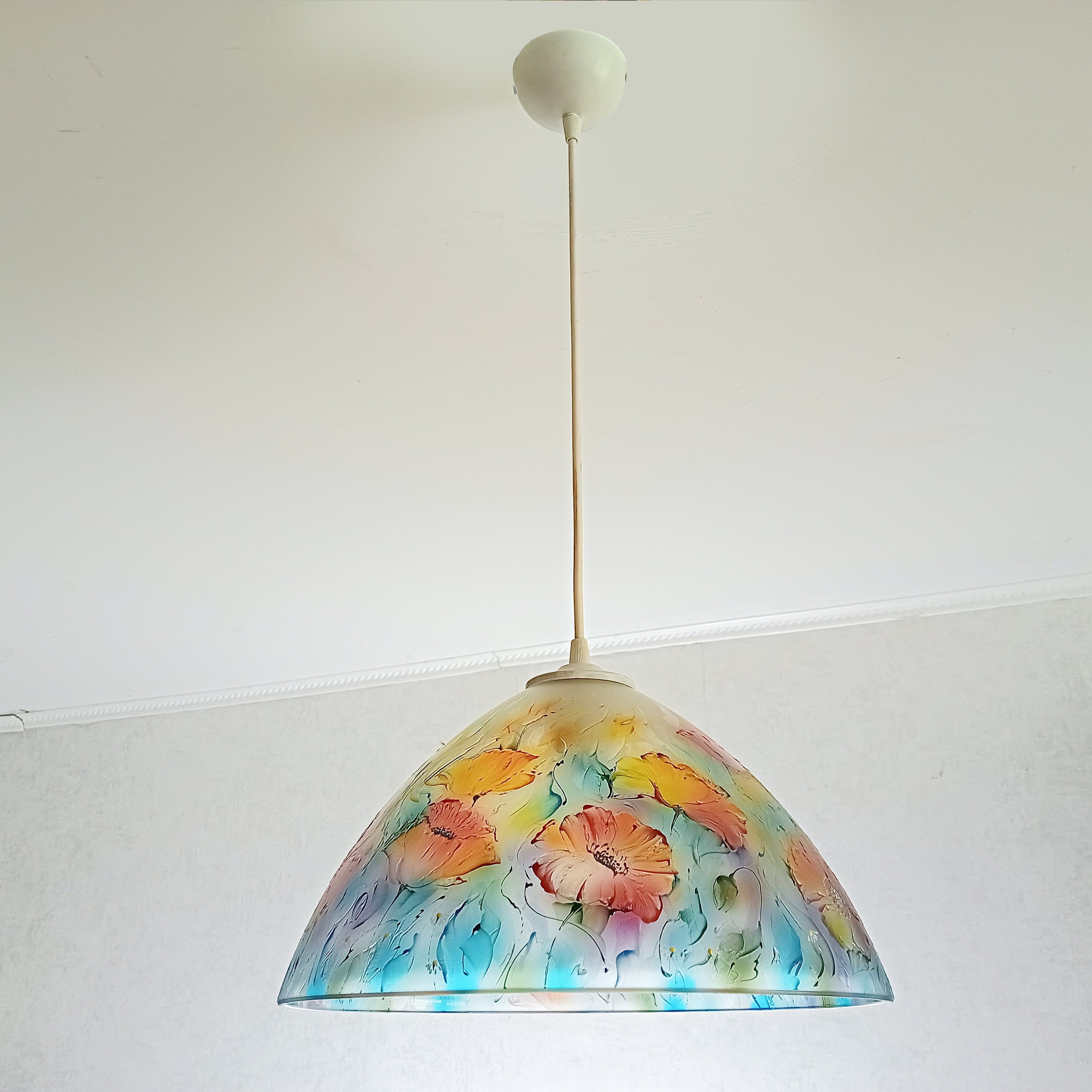 Pendant Light Hand Painted Glass Hanging Stained Glass Kitchen Light ...