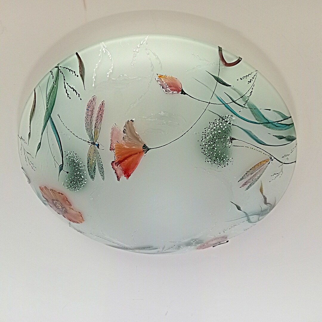 Ceiling Light Fixture Hand Painted Stained Glass Plafond Tropical ...