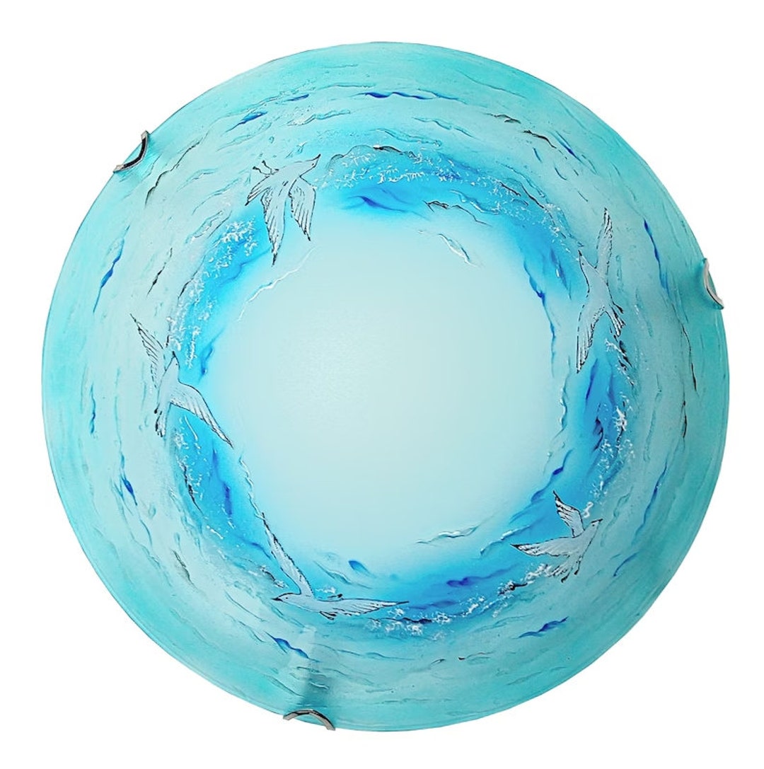 Ceiling Light Fixture Hand Painted Stained Glass Plafond Tropical ...