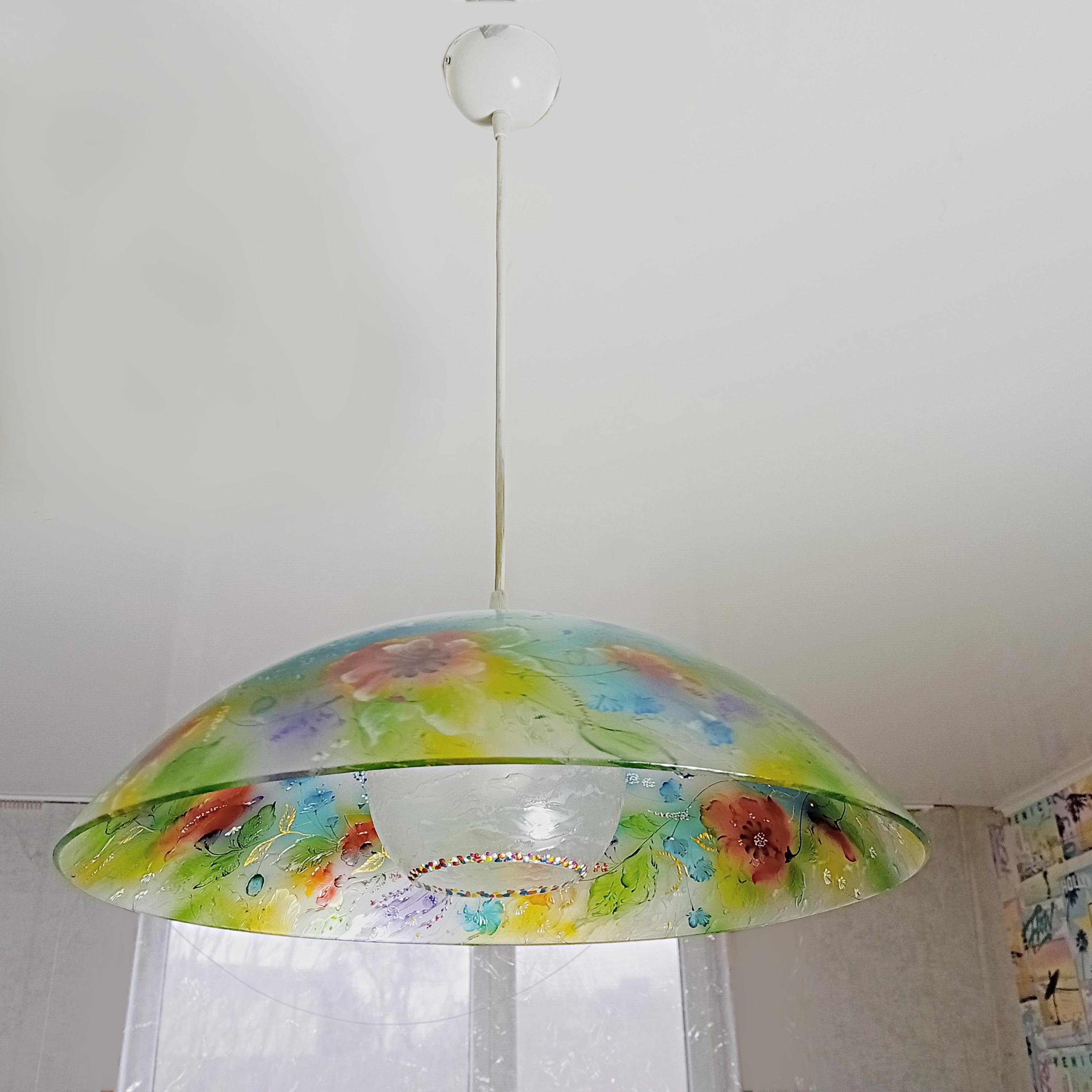 Pendant Ceiling Light Fixture in a Tropical Theme Stained Glass ...