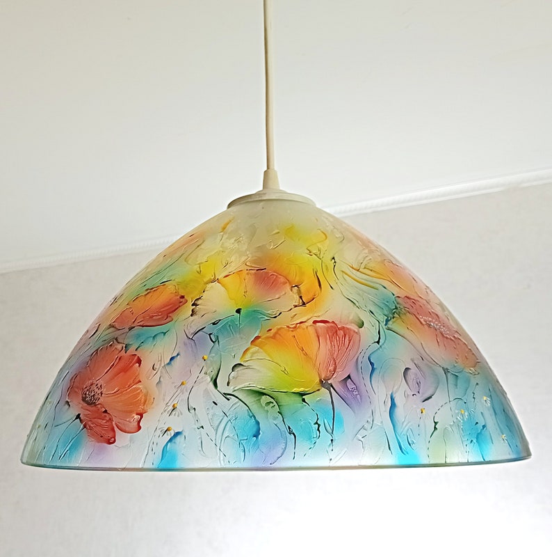 Pendant Light Hand Painted Glass Hanging Stained Glass Kitchen Light ...