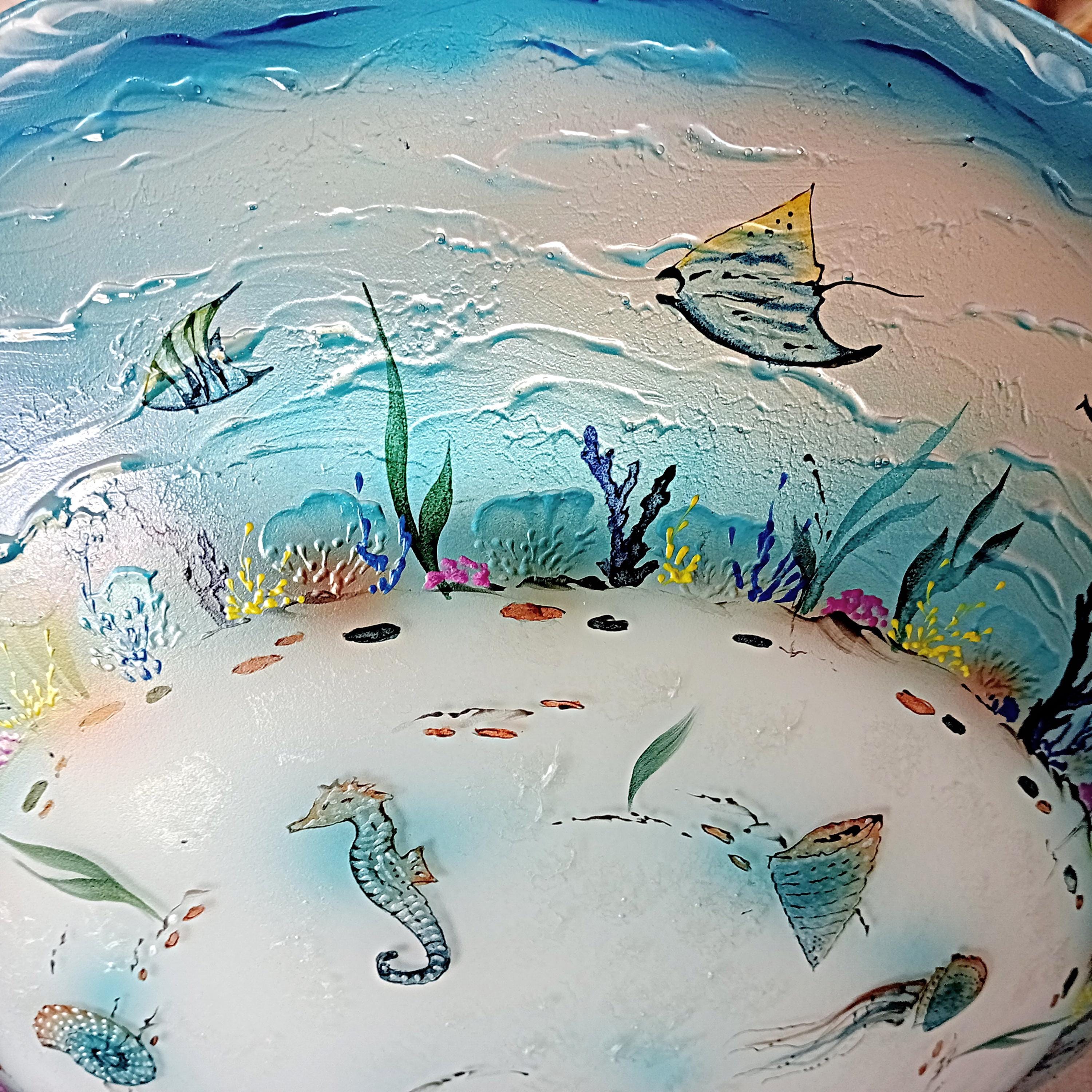 Ceiling Light Fixture Hand Painted Stained Glass Plafond Tropical ...