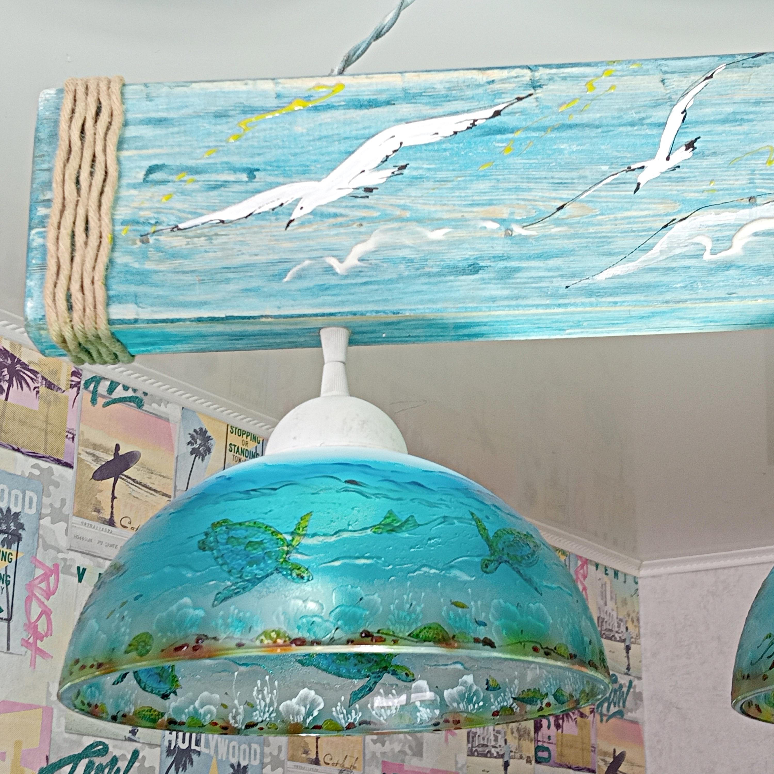 Sea Glass Lamp Sea Glass Chandeliers Sea Lamps Sea Lighting Pendant ...