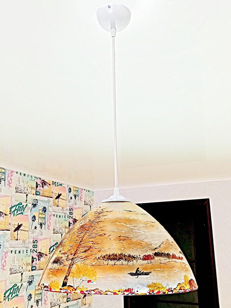 Pendant Light Hand Painted Glass Hanging Stained Glass Kitchen Light ...