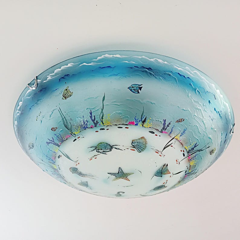 Ceiling Light Fixture Hand Painted Stained Glass Plafond Tropical ...