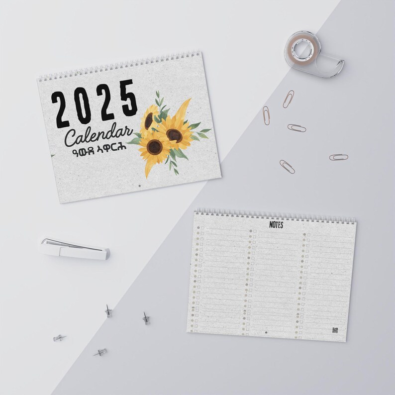 Ethiopian Eritrean Tigregna Wall Calendar, Geez Numbers, Flower Design ...