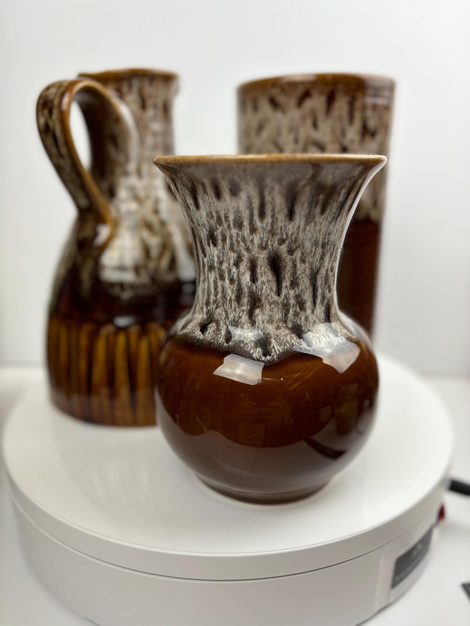 Three Large Honiton Pottery Vintage Honeycomb Glazed Pieces in ...