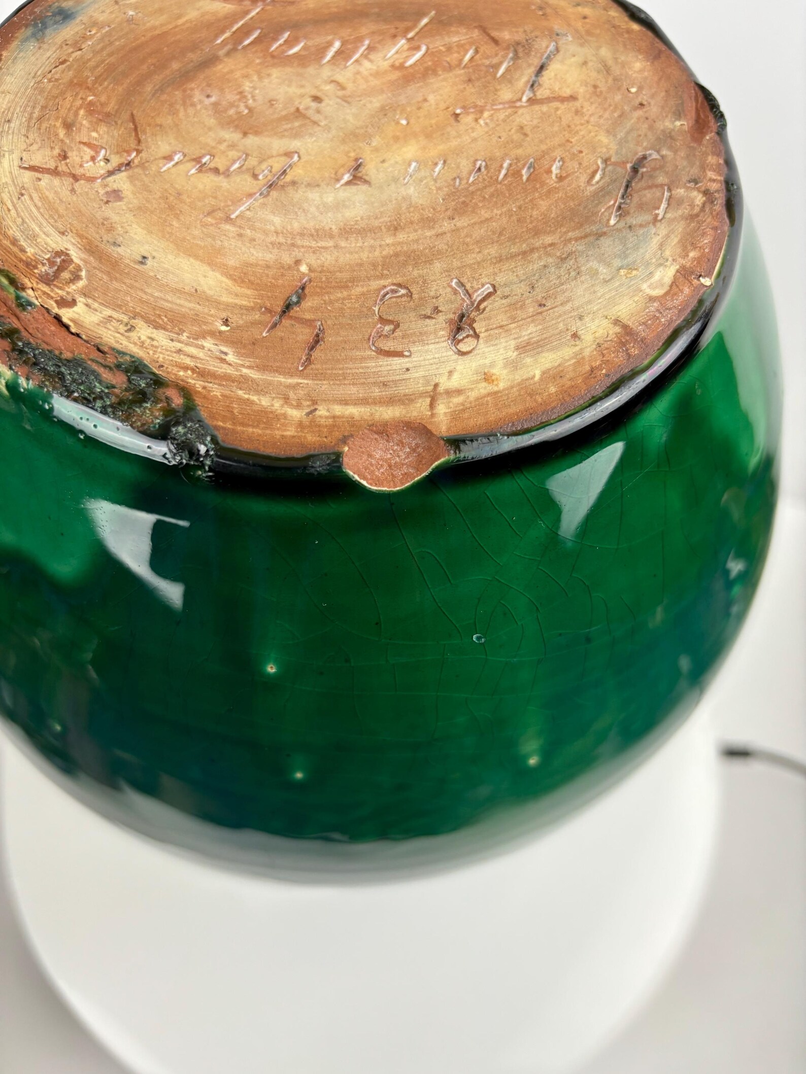 Antique Art Nouveau Large 10.25” Tall Green Vase From Lemon & Crute ...