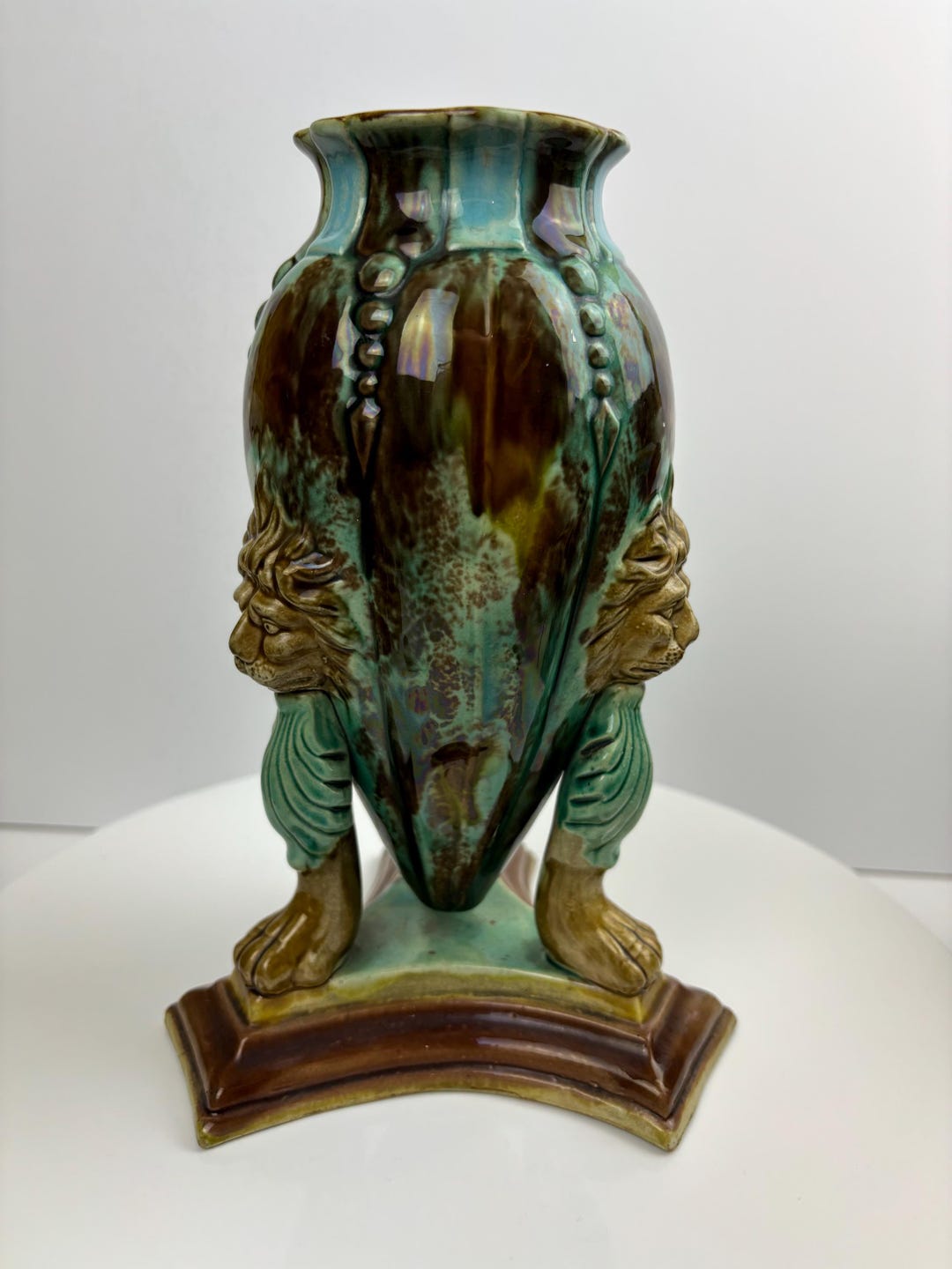 Antique English Majolica ‘lions Paw’ Vase by Joseph Holdcroft. - Etsy