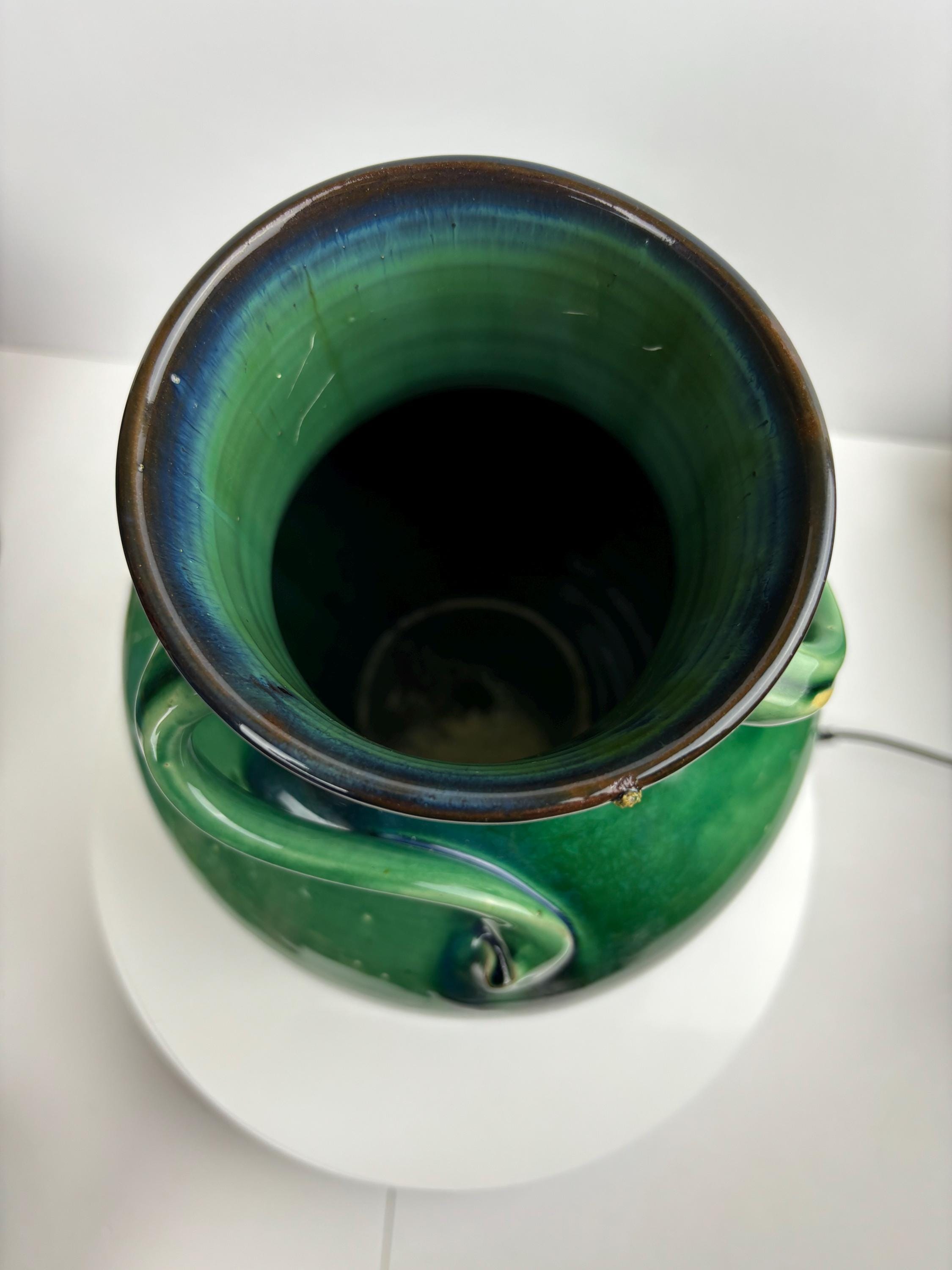 Antique Art Nouveau Large 10.25” Tall Green Vase From Lemon & Crute ...