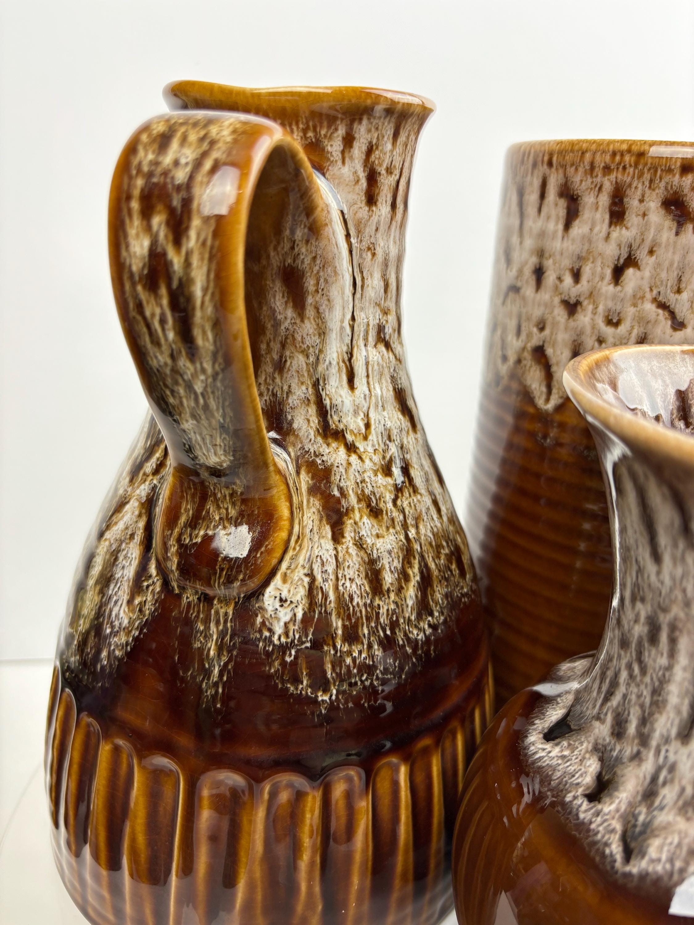 Three Large Honiton Pottery Vintage Honeycomb Glazed Pieces in ...
