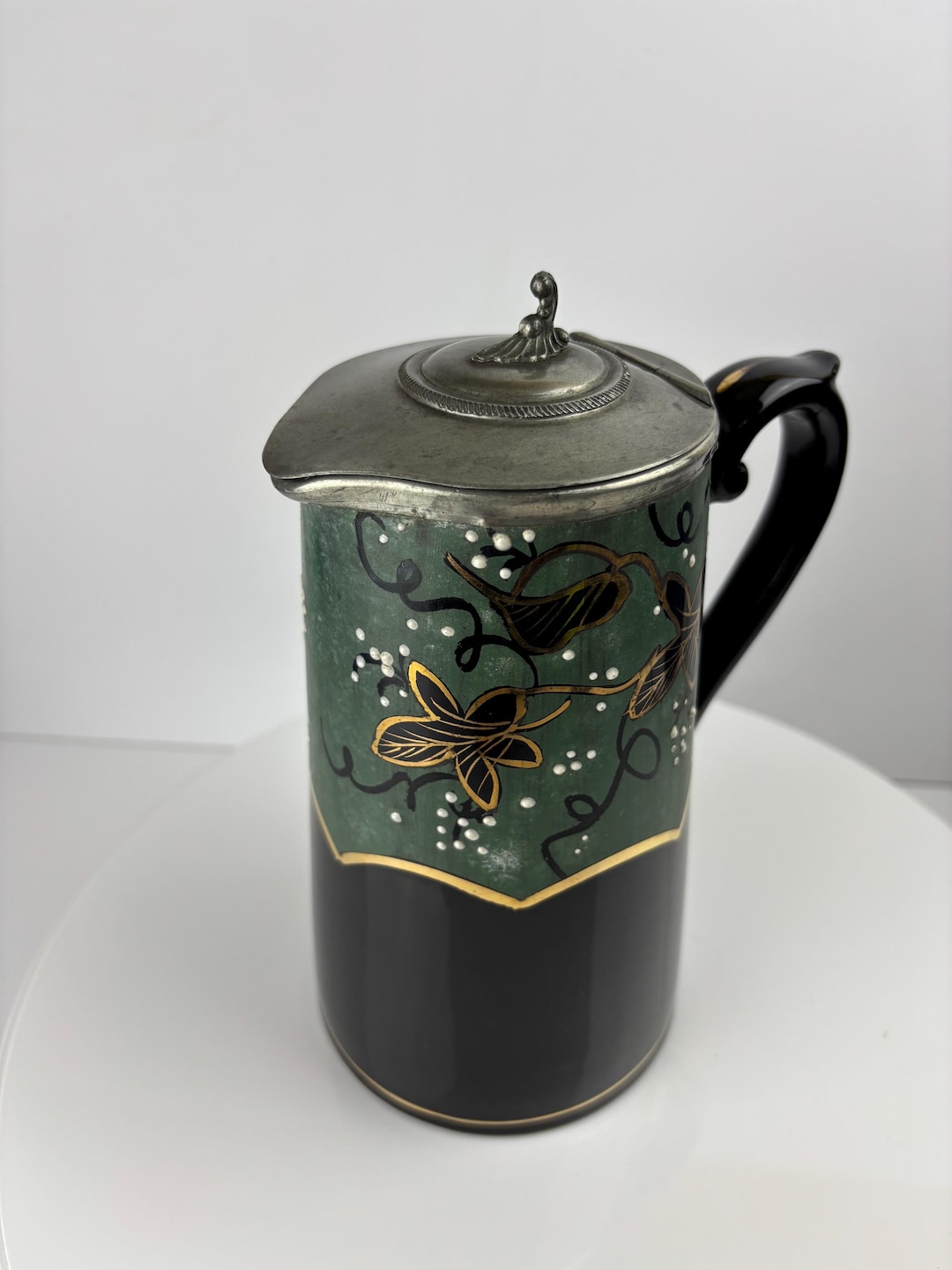 Antique Jackfield Pottery Jug, Movement Pewter Lid, 1880s - Etsy