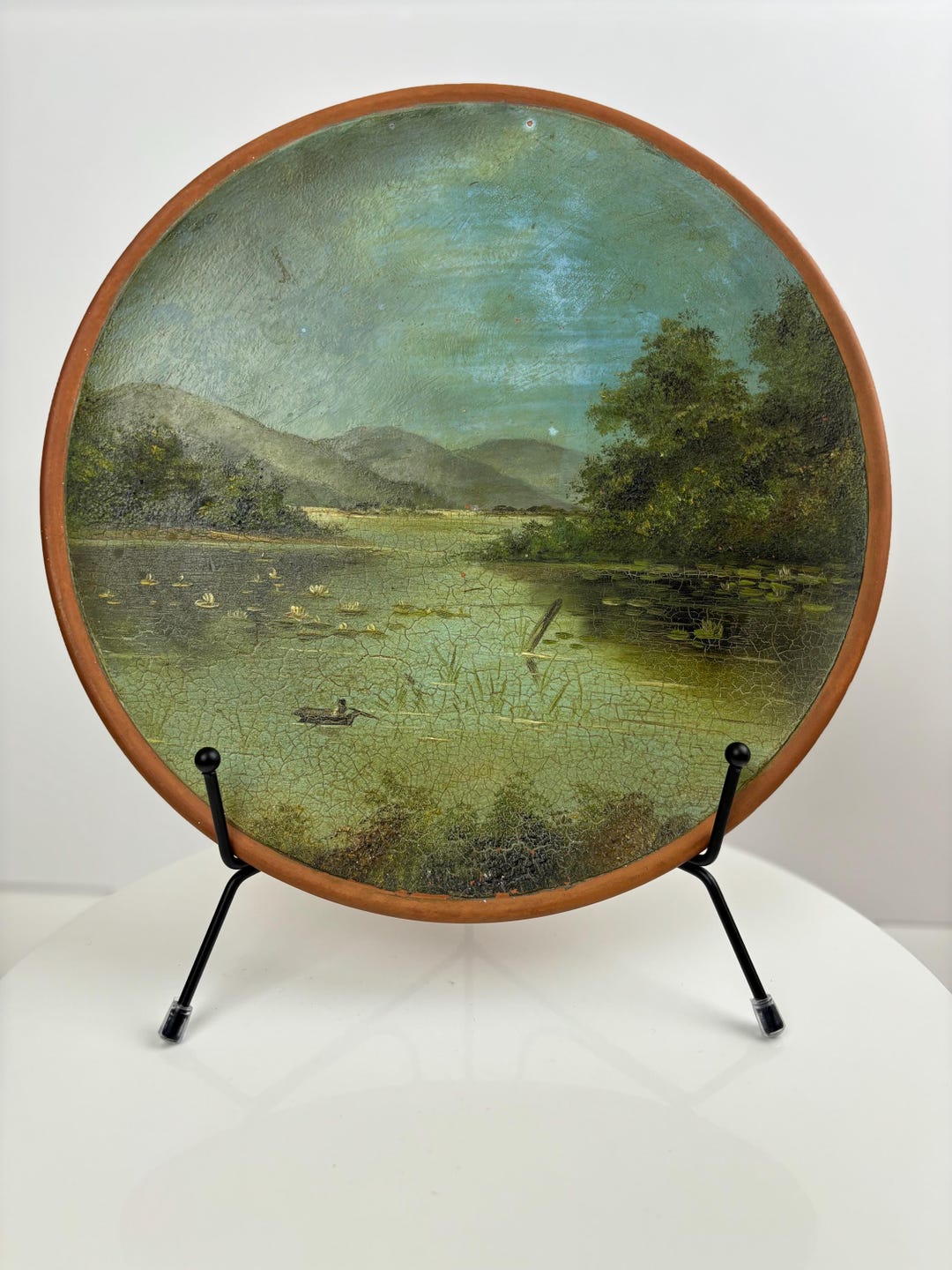 A Large (10” Diameter) Longpark Pottery Terracotta Wall Plate With a ...