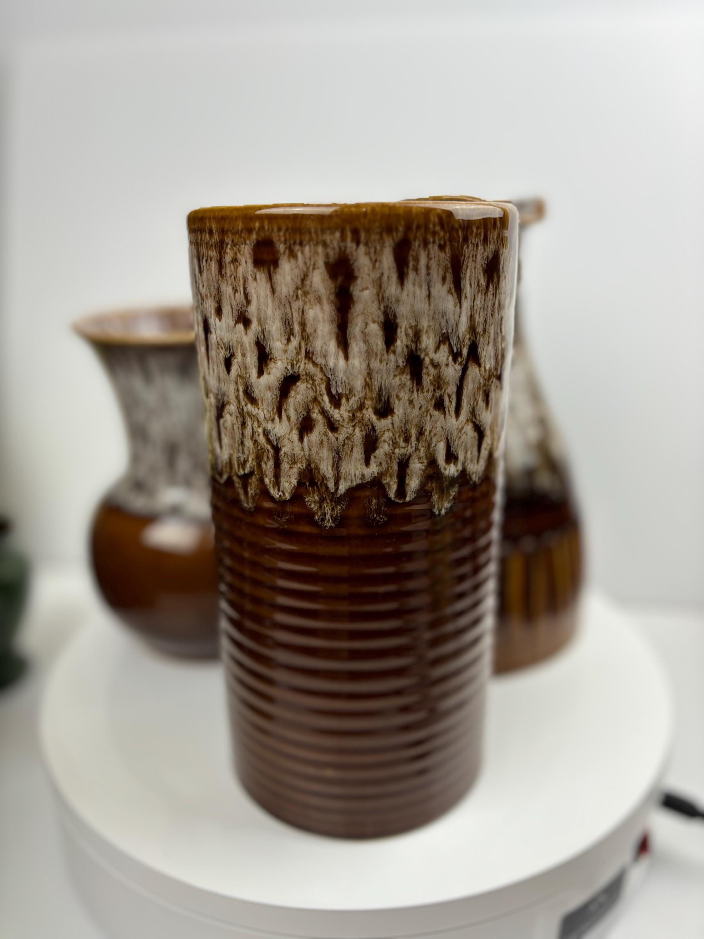 Three Large Honiton Pottery Vintage Honeycomb Glazed Pieces in ...