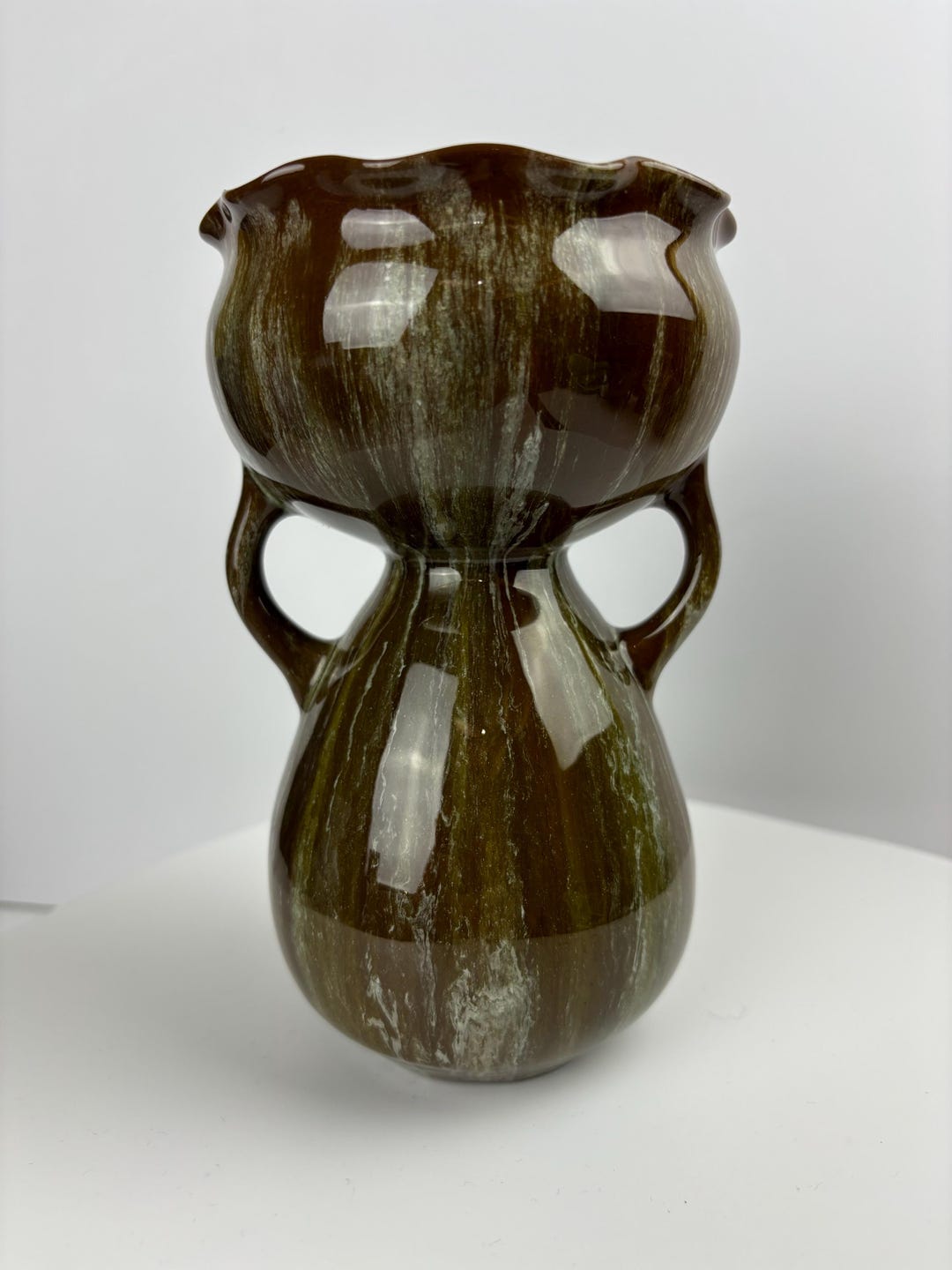 Linthorpe Pottery Antique Two Handled Vase in a Stunning Agate Style ...