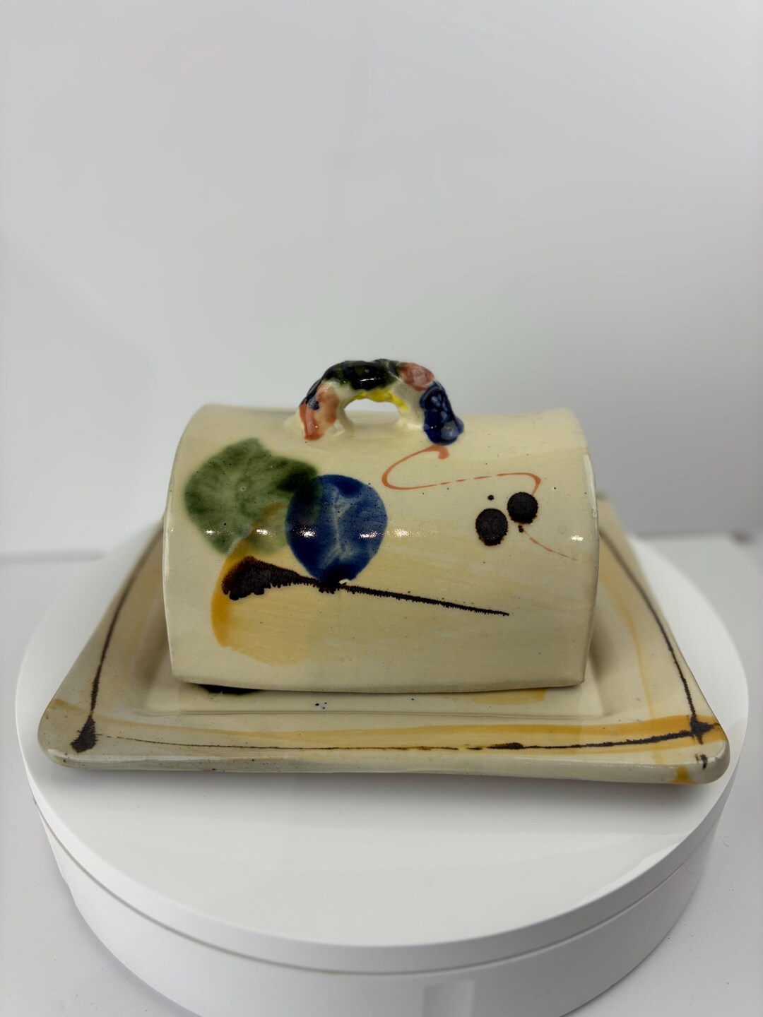 A Huge Butter Dish in a Unique Pattern by Renowned Studio Potter Sandy ...