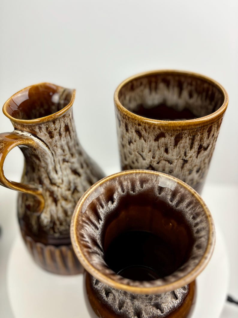 Three Large Honiton Pottery Vintage Honeycomb Glazed Pieces in ...
