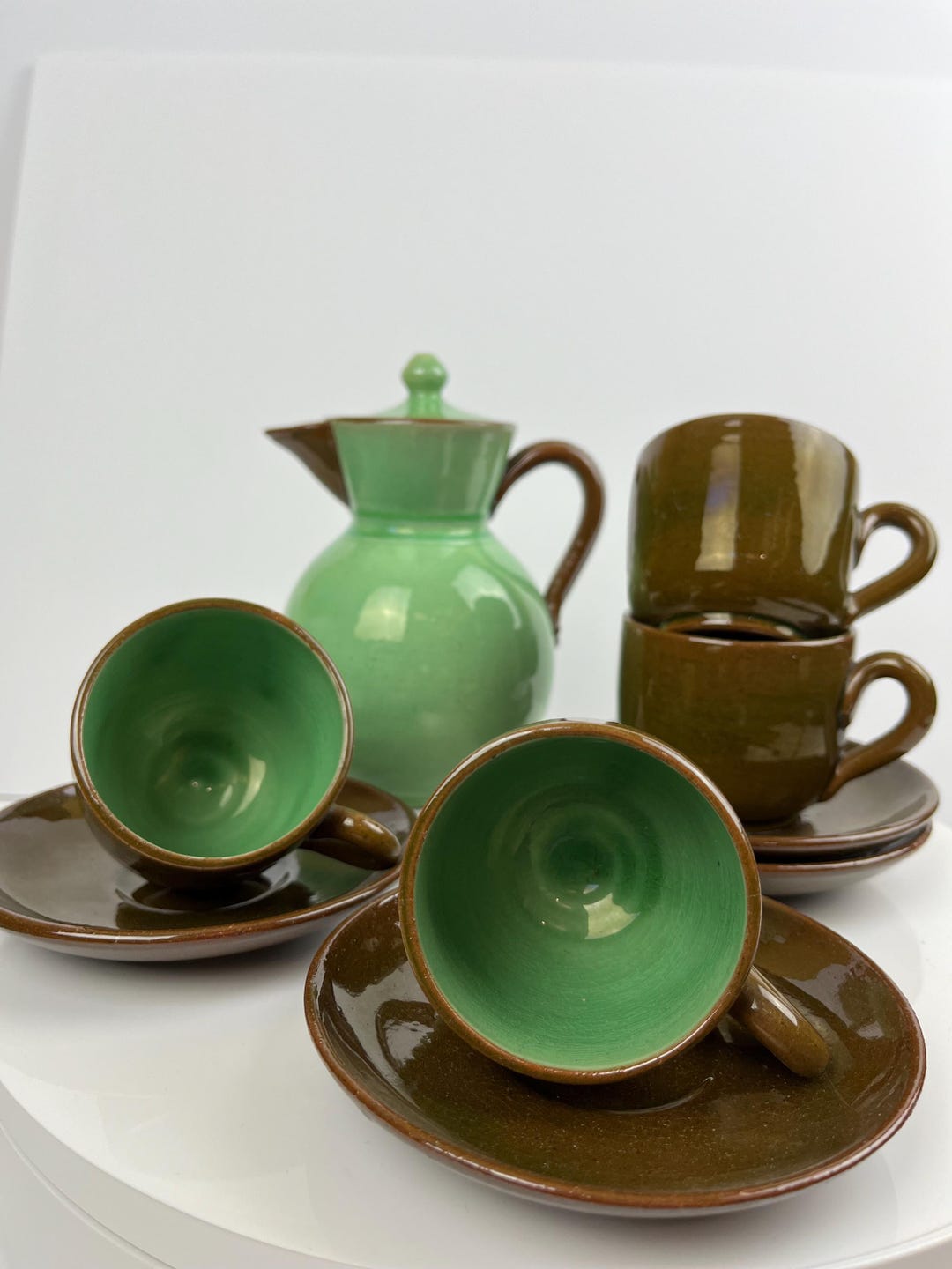 1920’s Watcombe Pottery Torquay ~ Set of Four Cups and Saucers in Mint ...