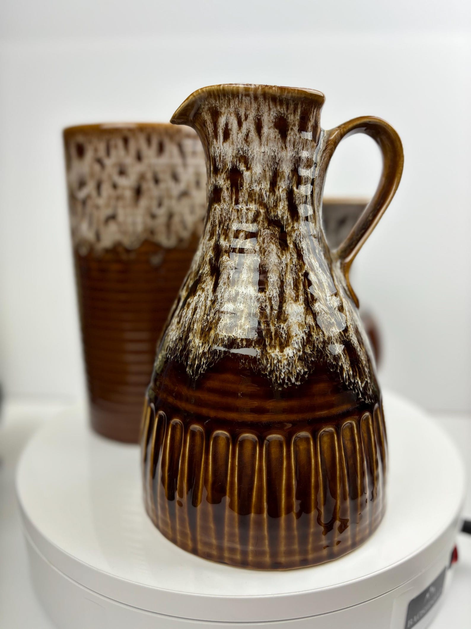 Three Large Honiton Pottery Vintage Honeycomb Glazed Pieces in ...