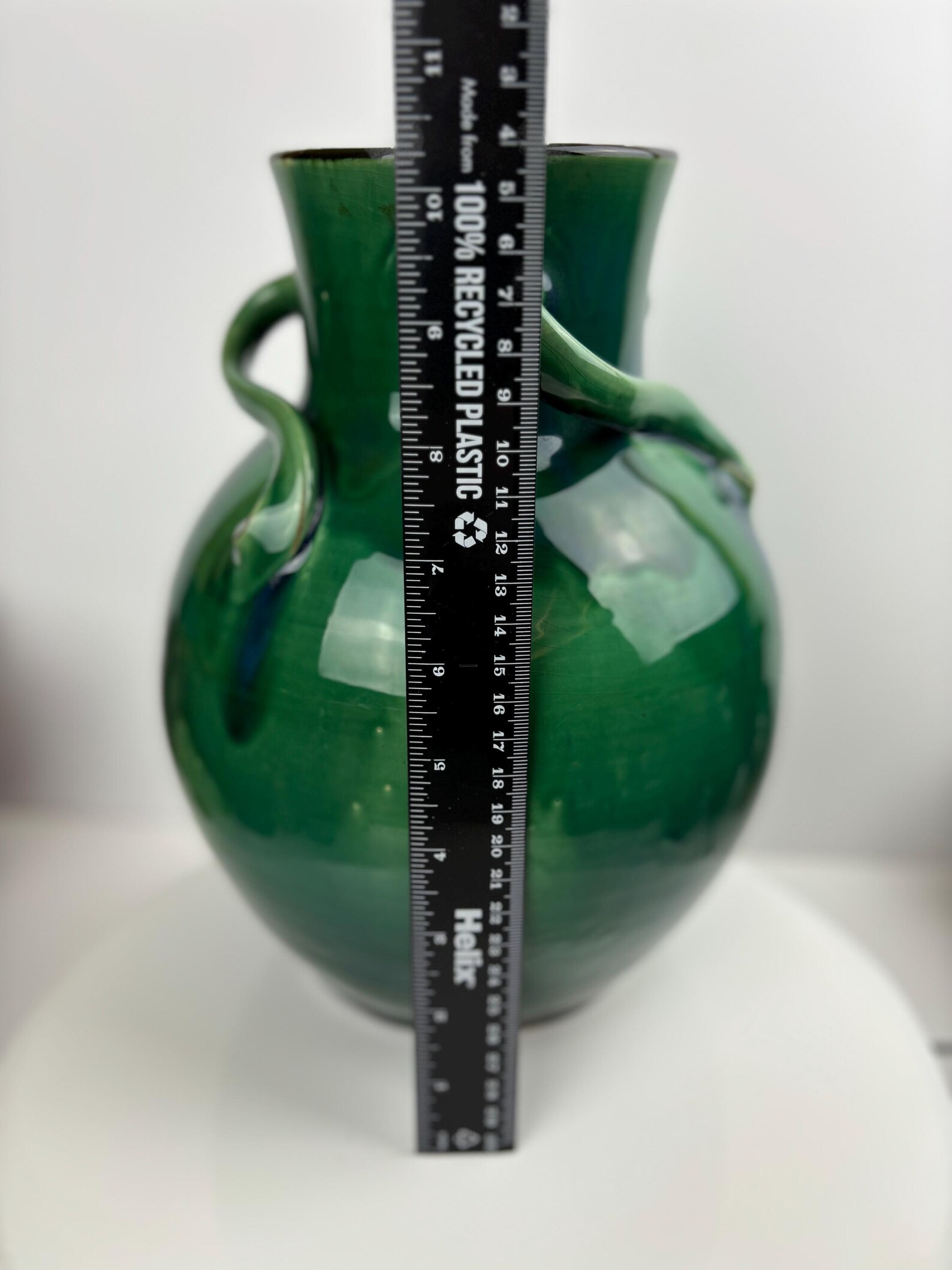 Antique Art Nouveau Large 10.25” Tall Green Vase From Lemon & Crute ...
