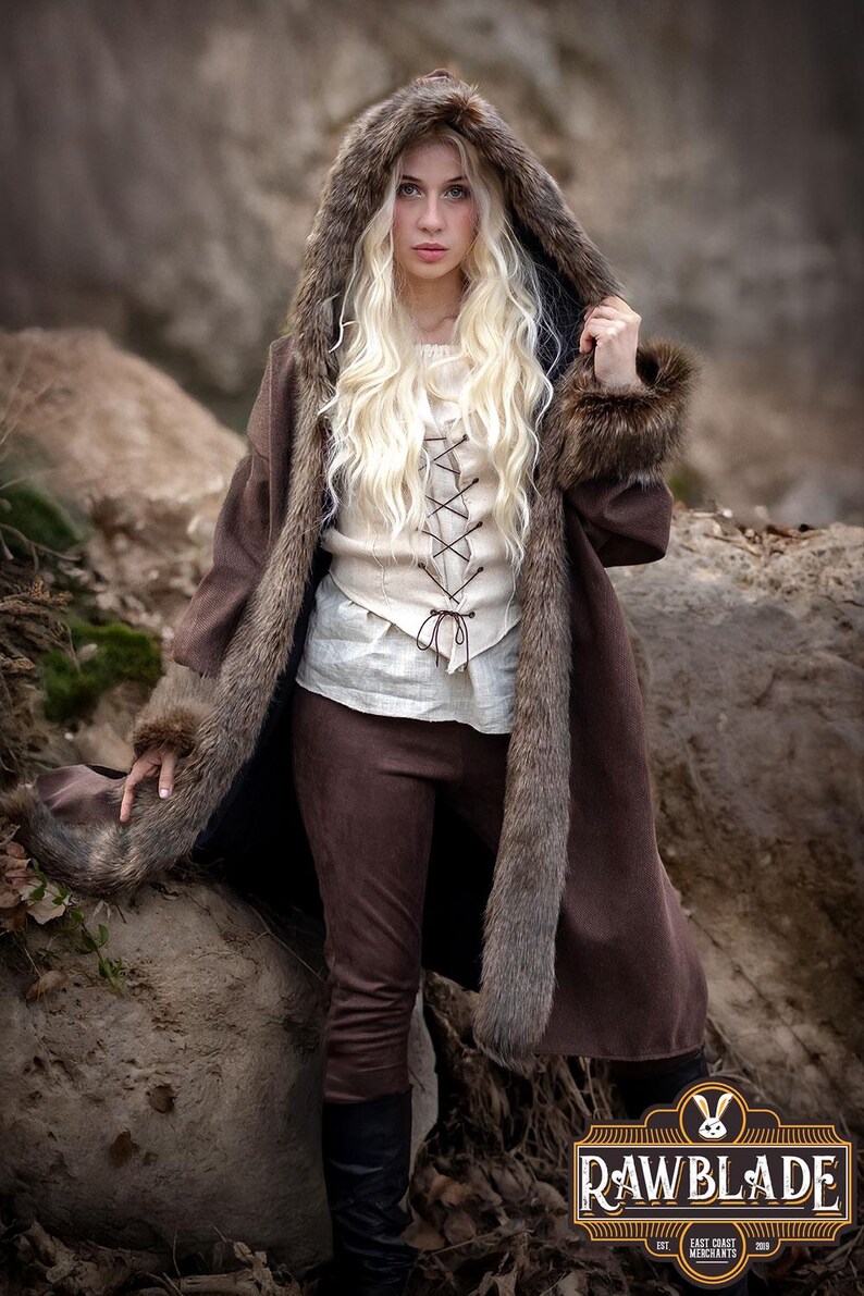 Barbarian Fur Coat – Brown Medieval & Fantasy Cloak, LARP, US Duty Free ...
