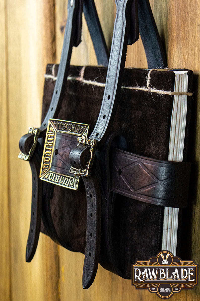 Leather Book Holder, Medieval Fantasy Wizard Pouch, LARP Cosplay ...