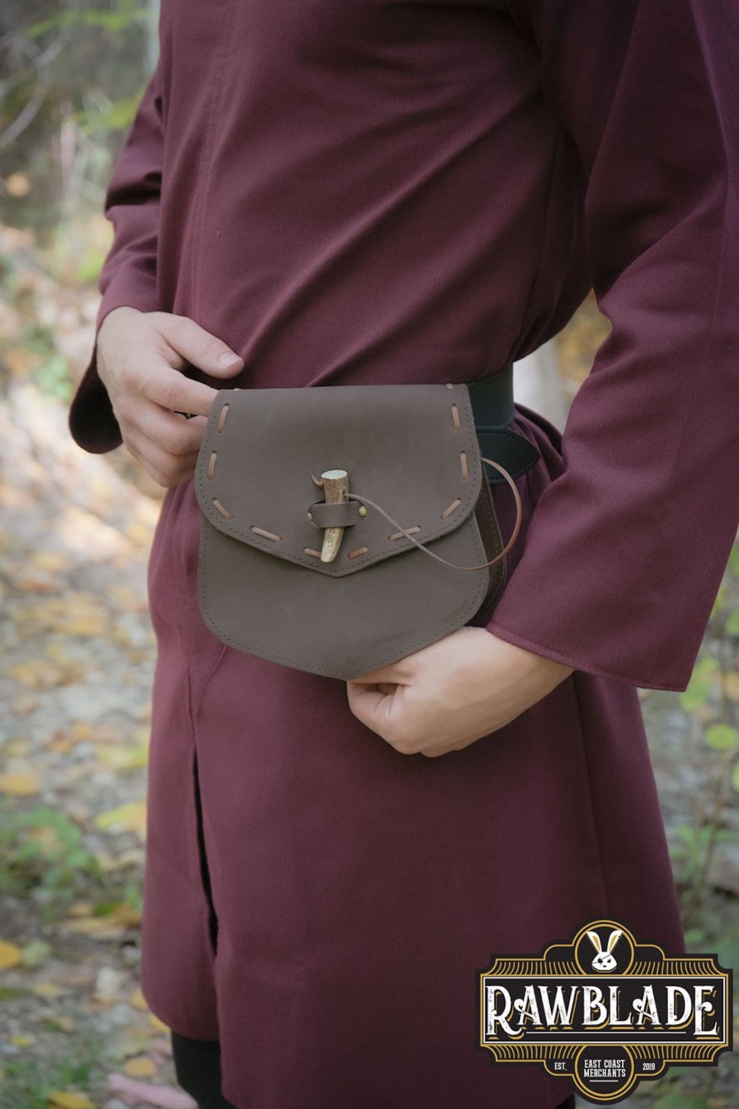 Leather LARP Bag: Cymmerian Medieval Pouch Brown With Horn Closure - Etsy