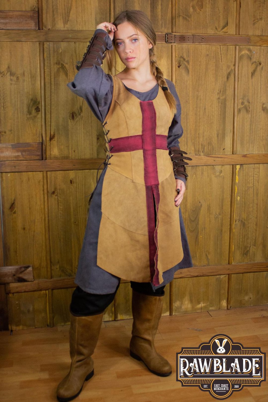 Crussader Knight Tabard Woman for Fantasy Medieval LARP, Cosplay, Ren ...