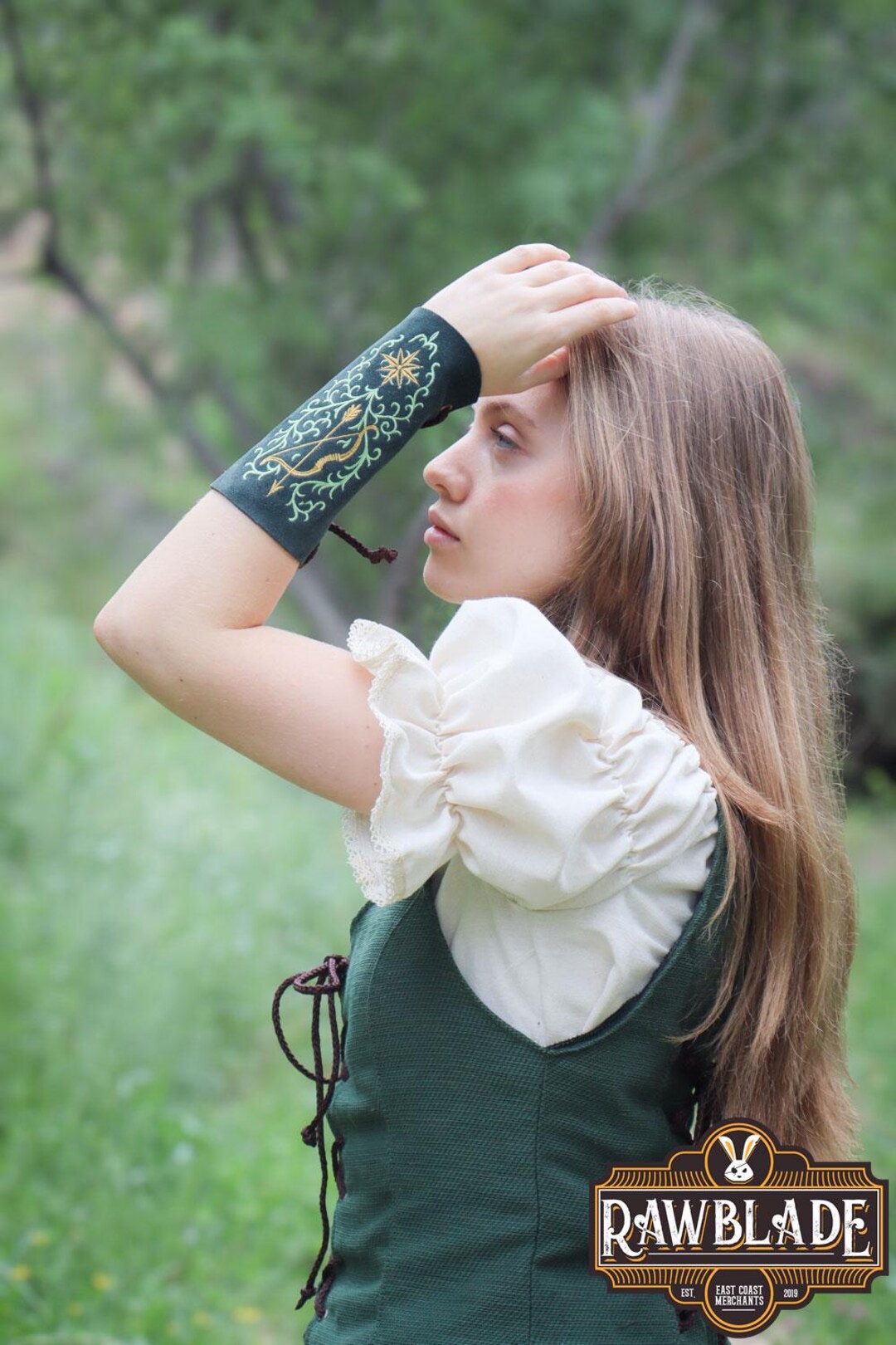 Oaktrail Bracers – Elven Suede Armguards With Embroidery for LARP, Fantasy, Ranger, Dnd, Renfair ...