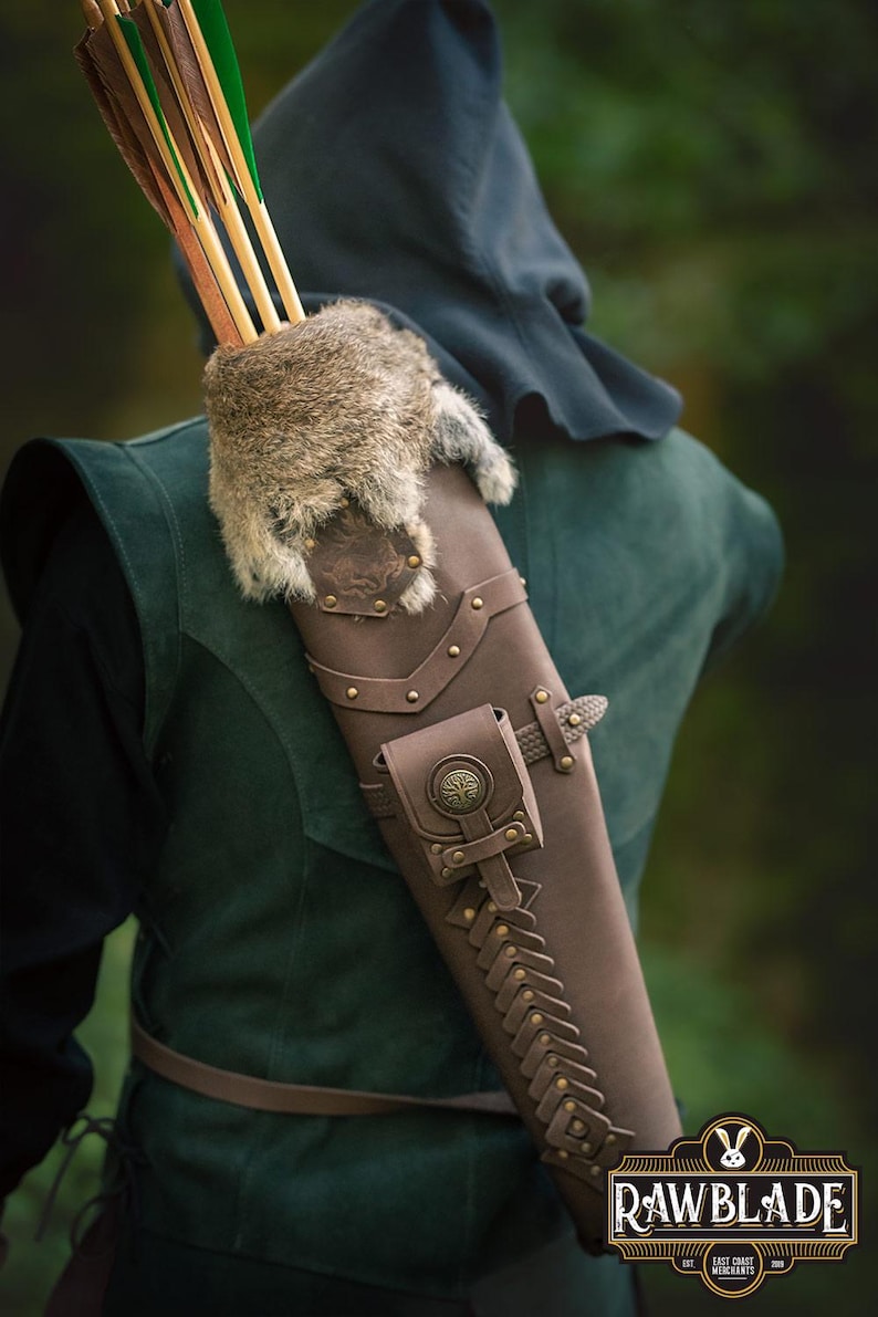 Cernunnos Brown Leather Back Quiver – Celtic Archery Gear, LARP ...