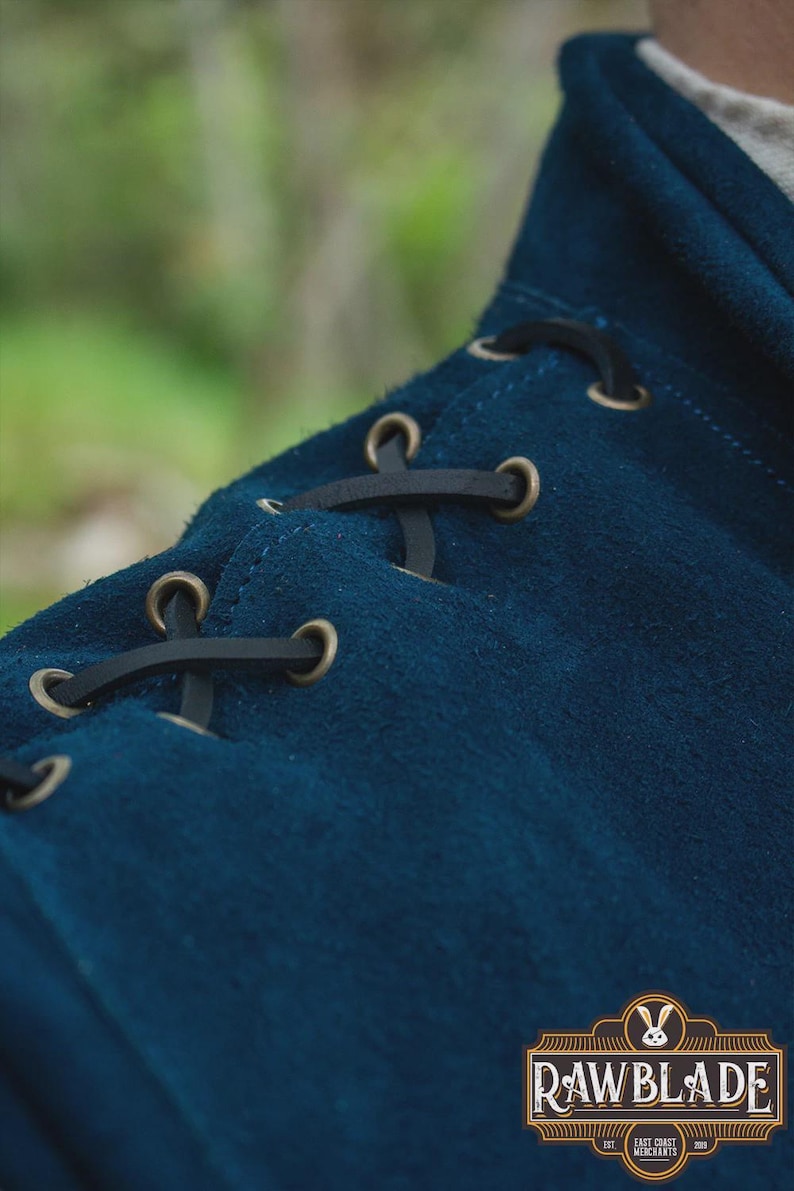 Diego Splitleather Jerkin Blue – Spanish Golden Age Split Leather Vest ...