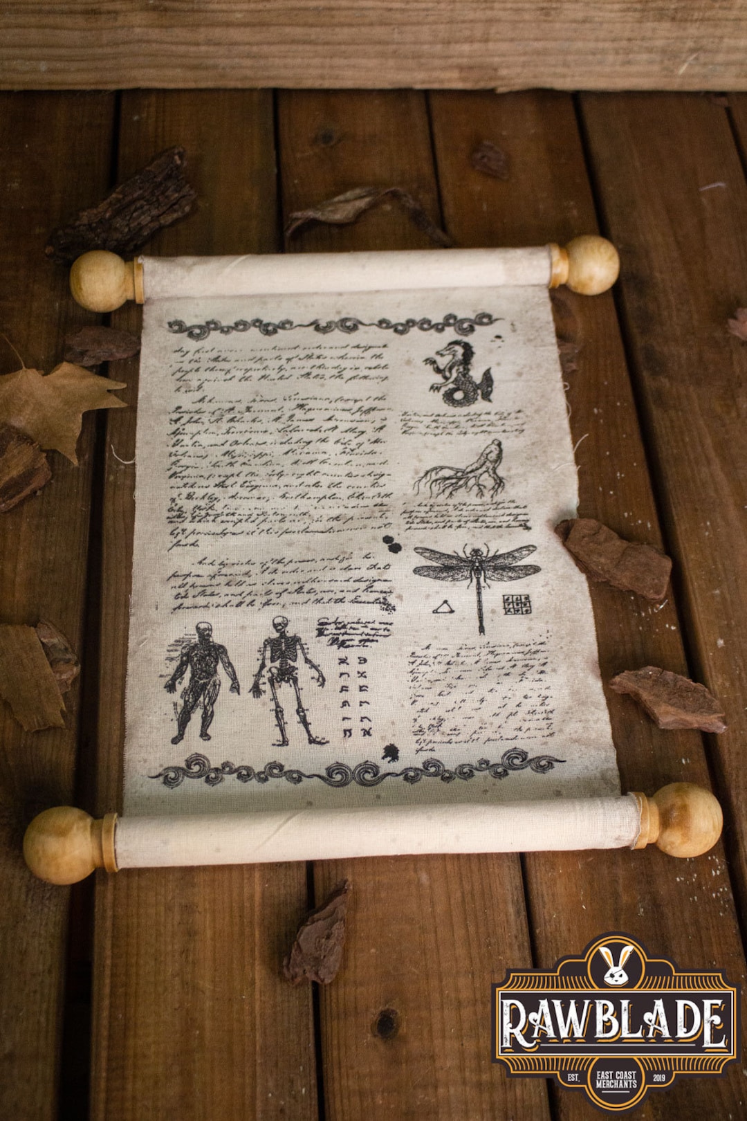 Medieval Linen Fabric Scroll, LARP Cosplay Prop, Wood Finish - Etsy