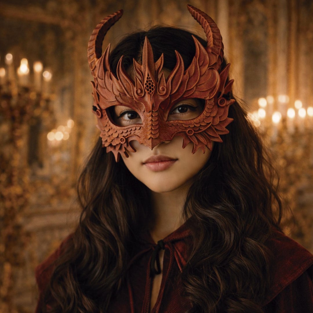 Dragon Mask Red, Bridgerton Cosplay Prop, Dark Fantasy Costume for LARP ...
