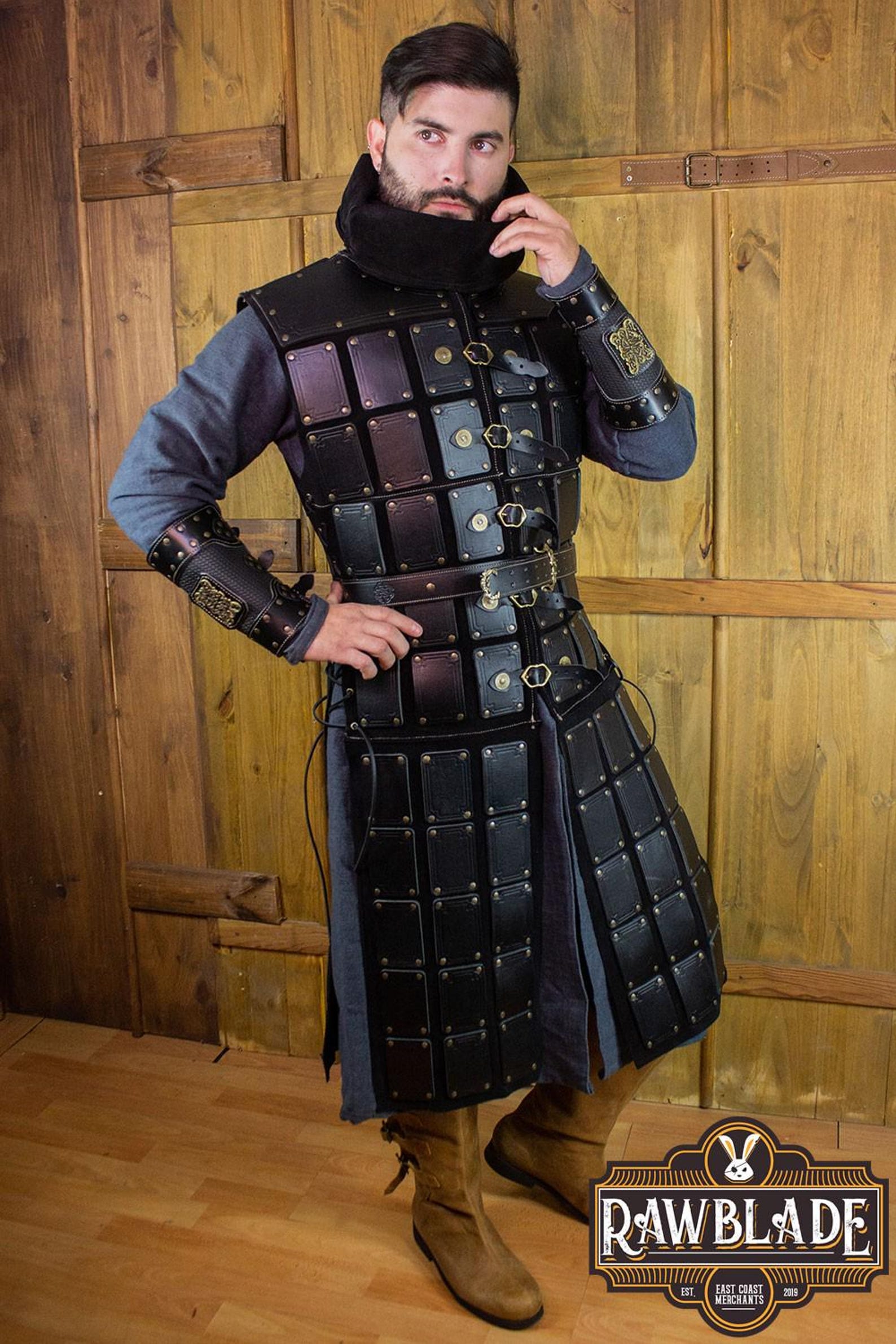 Medieval Fantasy Brigandine Armor: Brown Castro Vecchio Vest, LARP ...